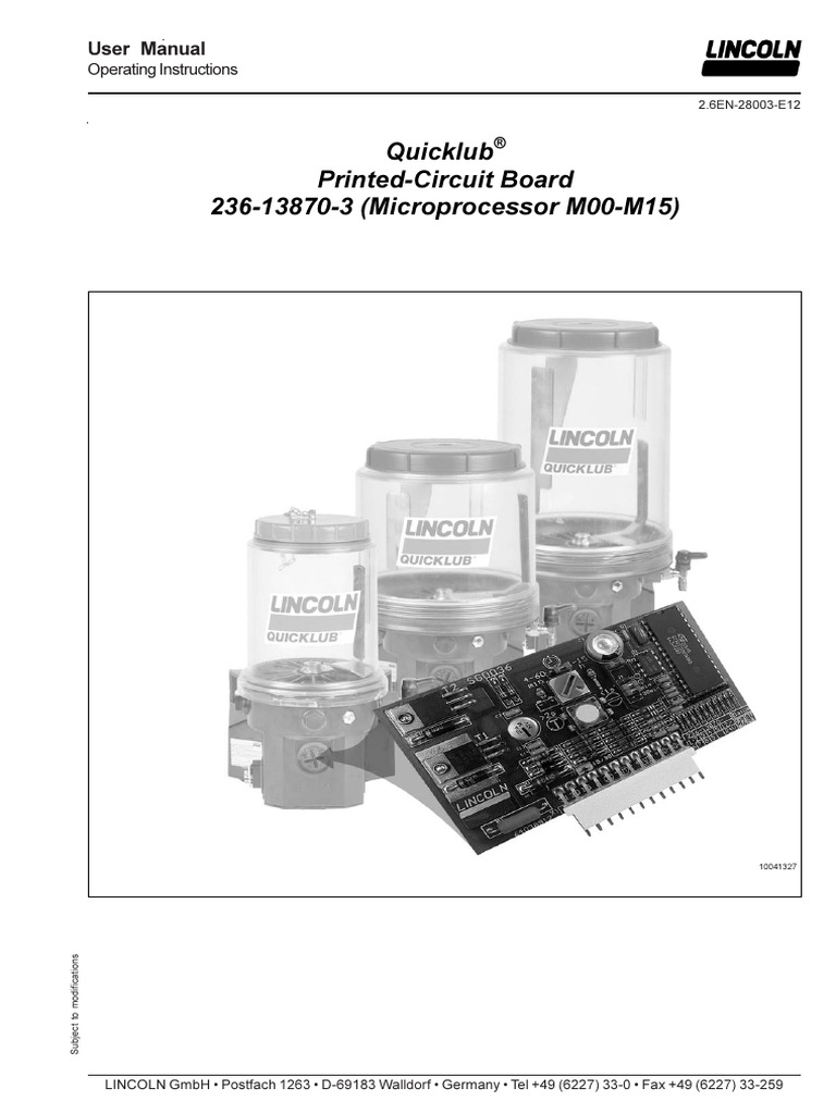Quicklub Printed-Circuit Board 236-13870-3 (Microprocessor M00-M15 ...