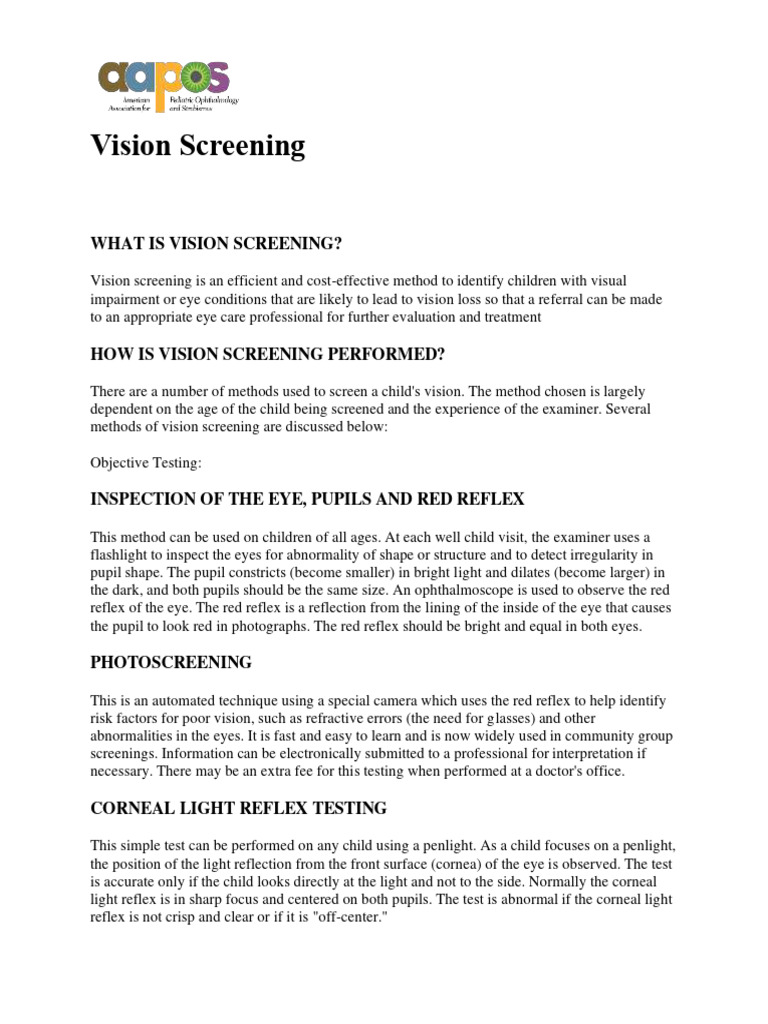 Vision Screening1 - Cópia | PDF | Eye | Visual Acuity