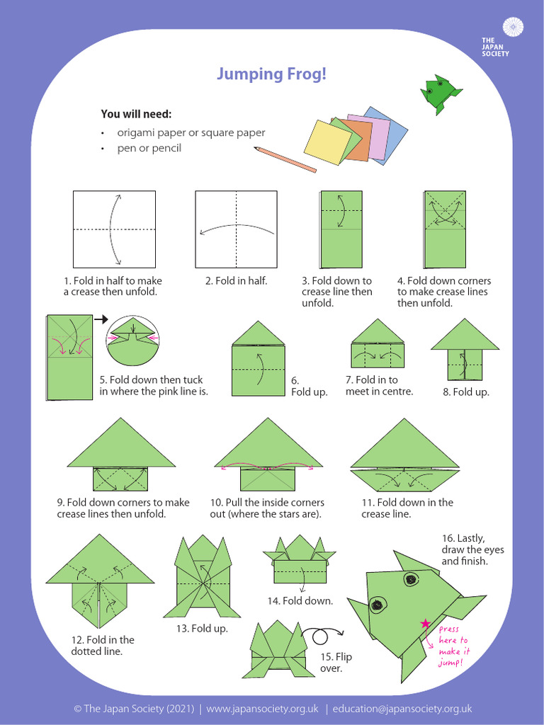 Jumping Frog Origami Instructions | PDF