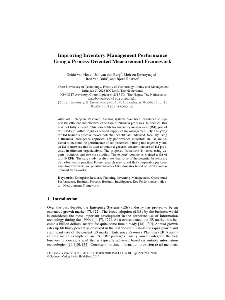 Inventory Management Performance | PDF | Performance Indicator ...