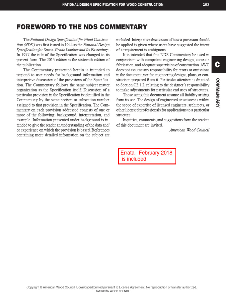 AWC NDS2015 Commentary Printable | PDF | Structural Load | Buckling