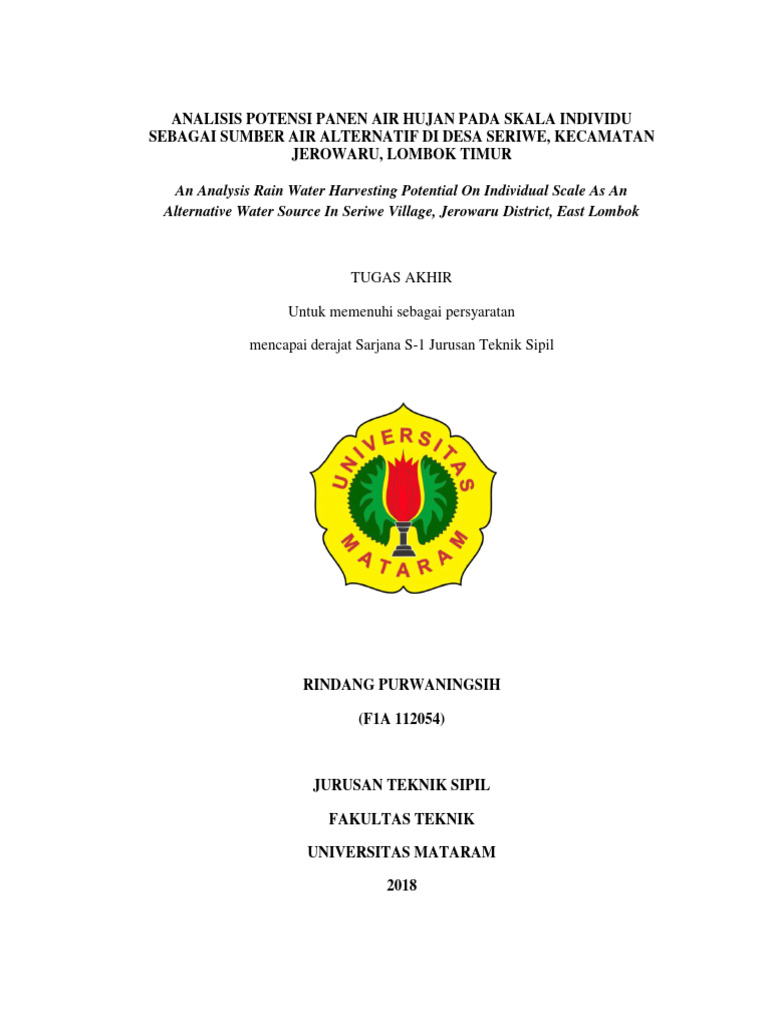 Jurnal RAB Rainwater Harvesting | PDF