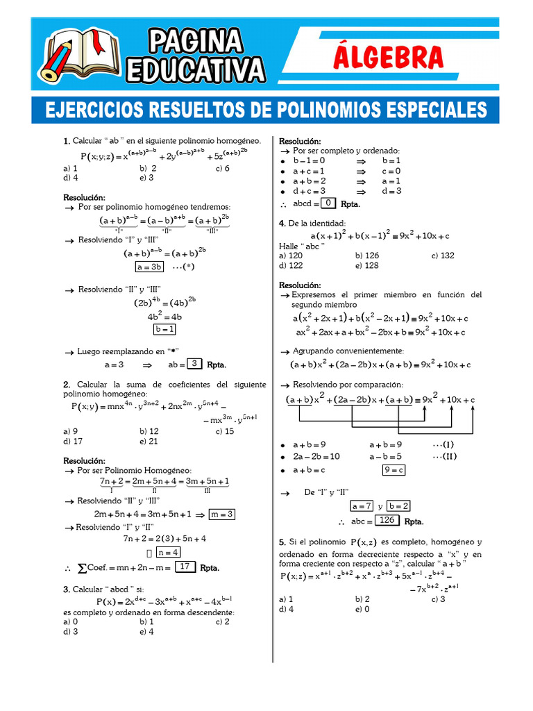 Ejercicios Resueltos de Polinomios Especiales - CLASE2 | PDF | Análisis numérico | Matemáticas ...