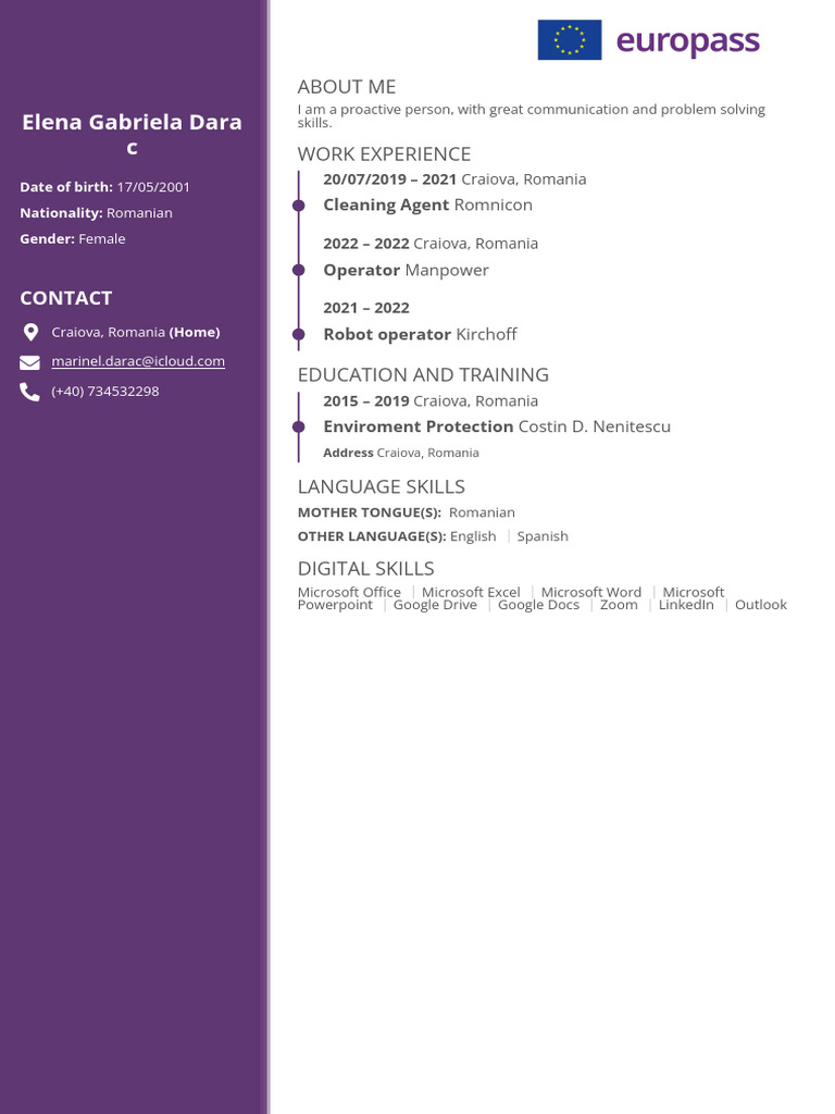 CV Elena Gabriela Darac | PDF