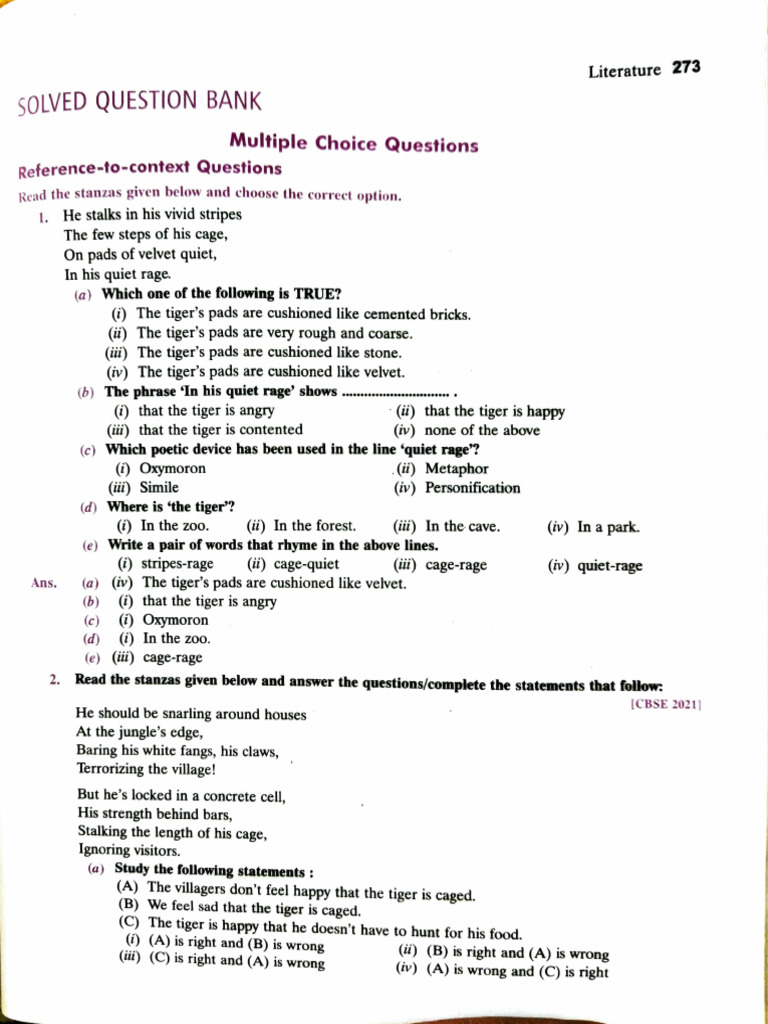 10(new) _ Eng _Poem_3 study material | PDF | Tiger