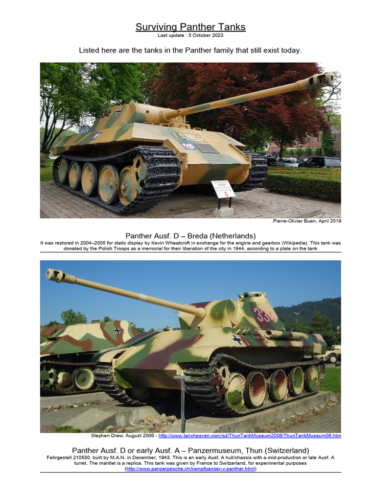 Surviving Panthers | PDF | Tanks | Armoured Fighting Vehicles