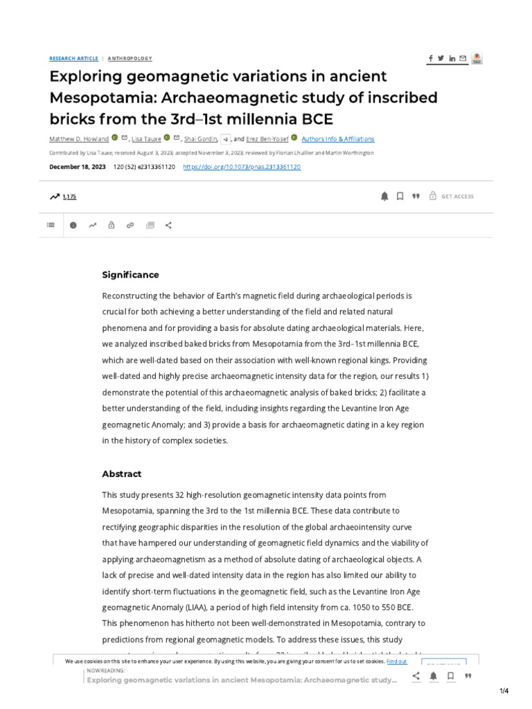 Exploring Geomagnetic Variations in Ancient Mesopotamian Tablets | PDF