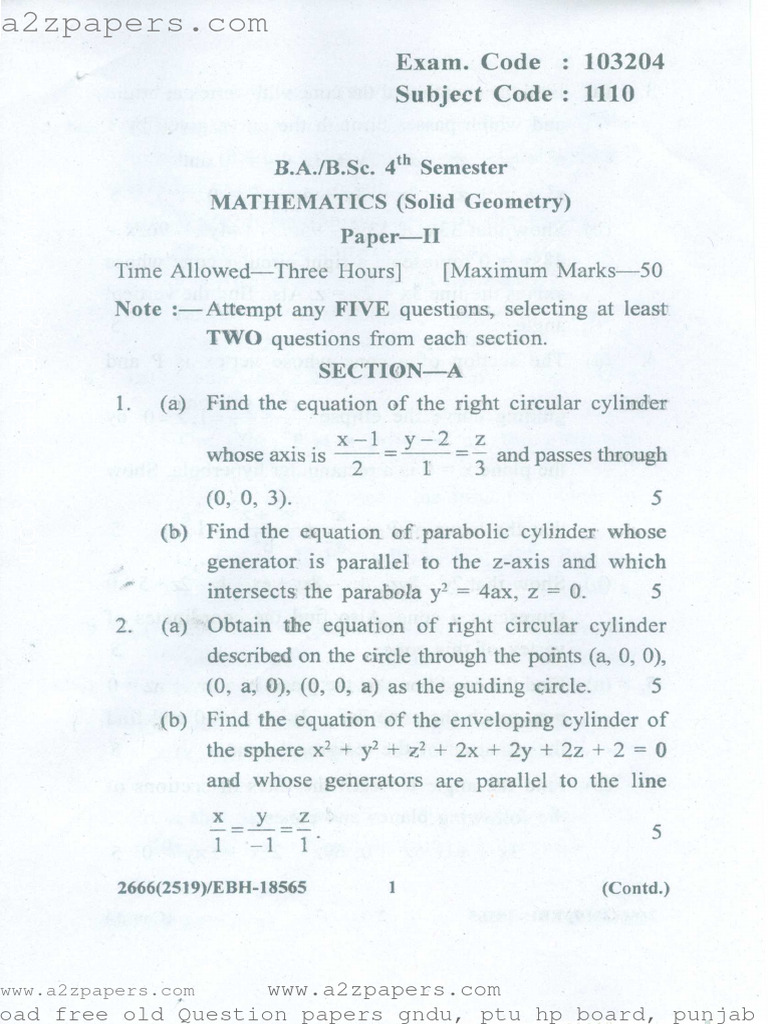 Solid - Geometry - Ba, BSC - 4th Sem | PDF | Algebraic Geometry | Elementary Geometry