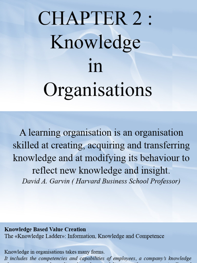 CHAPTER 2 - Knowledge in Organization | PDF | Tacit Knowledge | Knowledge Management