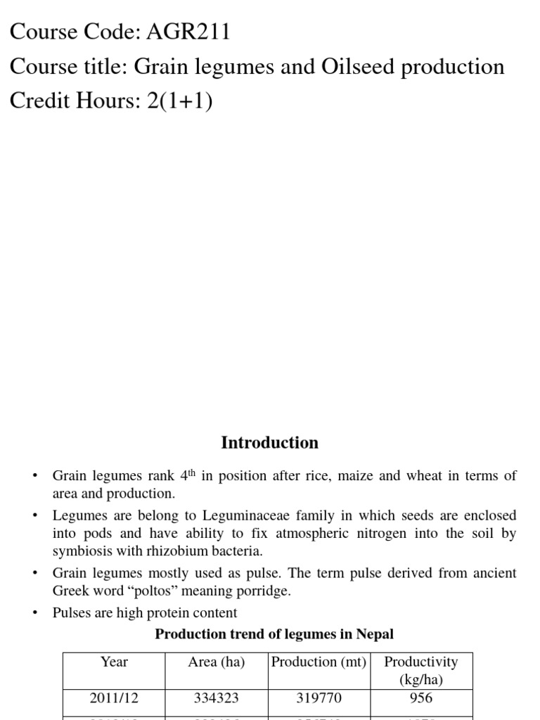 Grain Legumes and Oilseed6838921029410765258 | PDF | Legume | Soybean