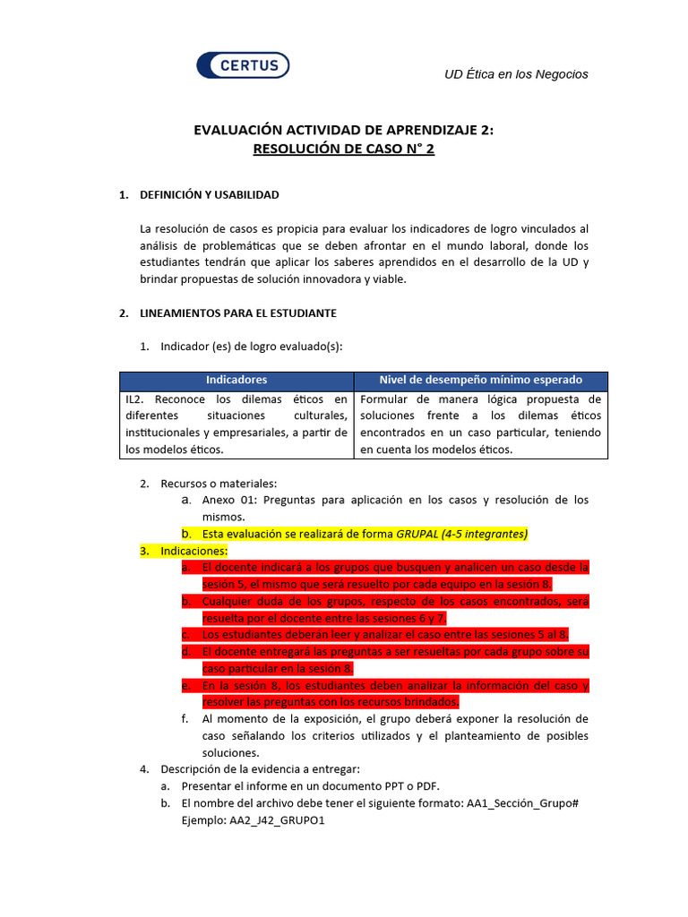 Lineamientos AA2 Ver 1 | PDF | Evaluación