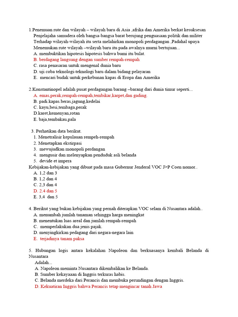 Latihan Soal Sejarah + Jawaban (11B) | PDF