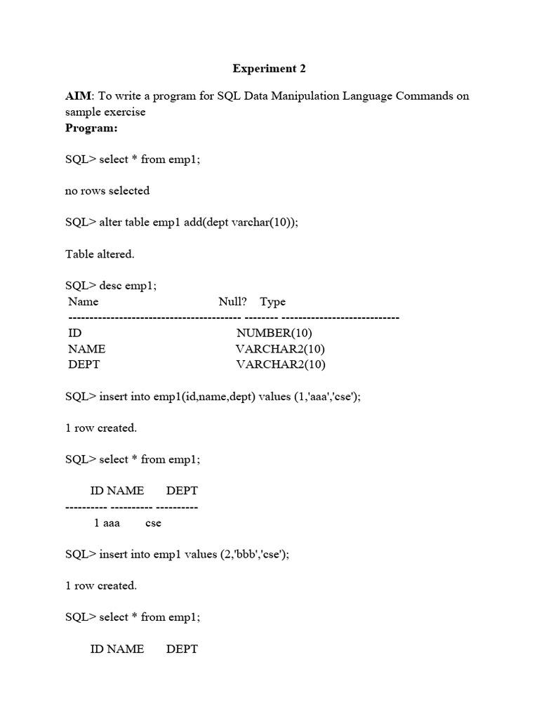 Experiment 2 | PDF | Computer Data | Computer Science