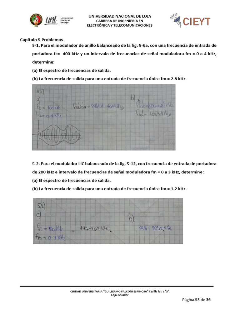 Capitulo 5 Ejercicios | PDF | Modulación de frecuencia | Frecuencia
