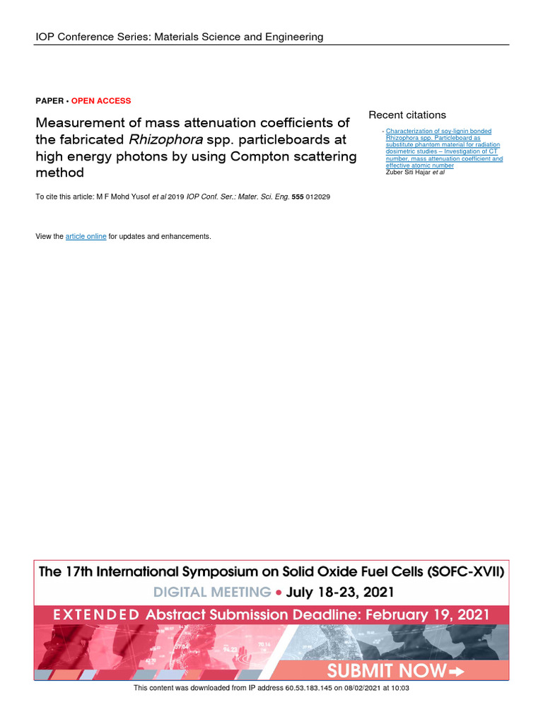 IOP Conf. Ser. Mater. Sci. Eng. 2019 555 012029 | PDF | Attenuation | Gamma Ray