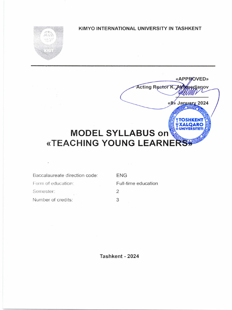 Teaching Young Learners Syllabus | PDF | Differentiated Instruction ...