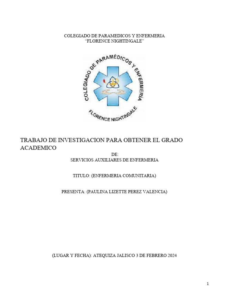 Portada Trabajo Final | PDF | Enfermería | Hospital