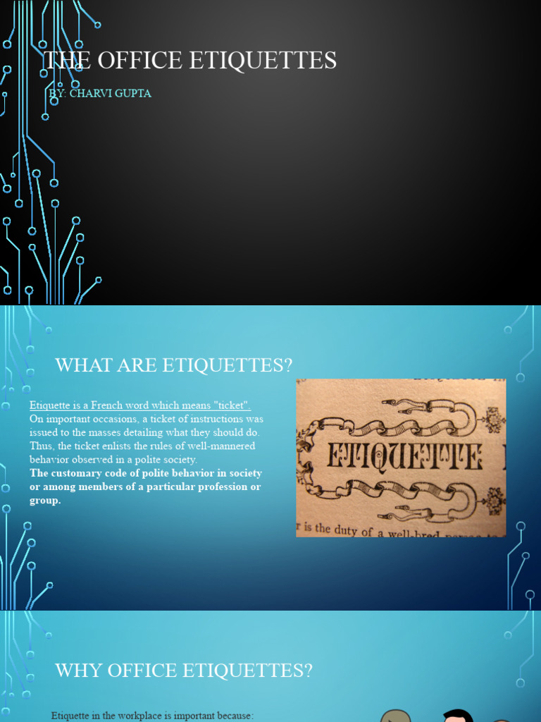The Office Etiquettes | PDF | Etiquette | Organizational Behavior