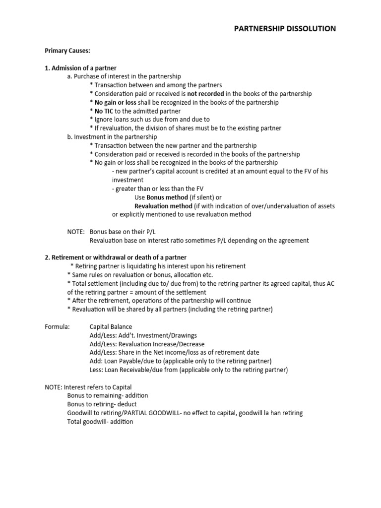 Partnership Dissolution | PDF