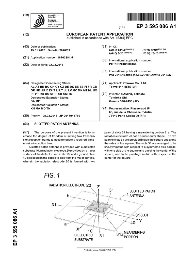 Ep 18763281 Nwa 1 | PDF | Antenna (Radio) | Information And ...