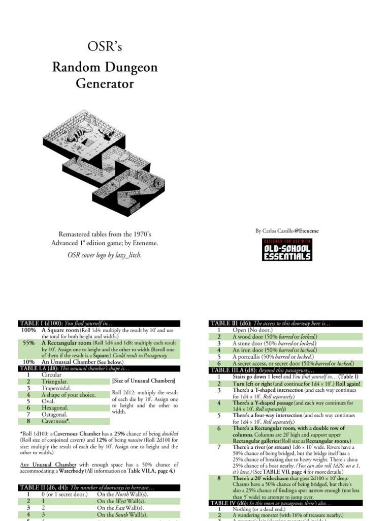 OSRs Random Dungeon Generator 3.1 by Eteneme (DIGITAL) | PDF