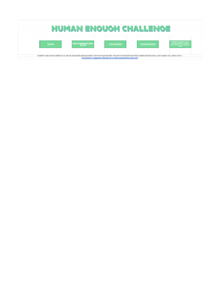 Human Enough Challenge Spreadsheet | PDF | Extraterrestrial Life