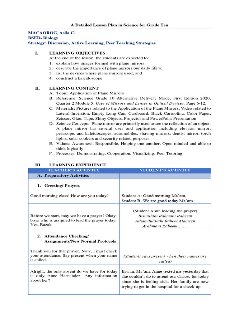 DLP in New Normal Set Up | PDF | Mirror | Reflection (Physics)