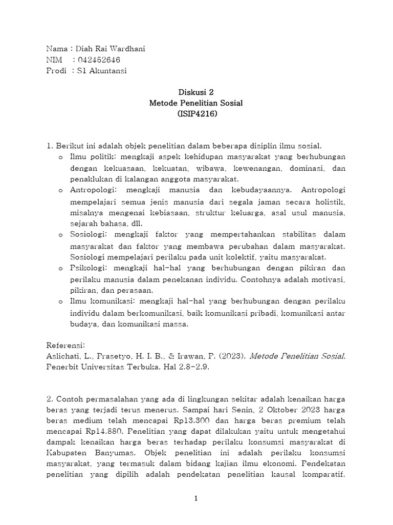 Diskusi 2-Metode Penelitian Sosial | PDF