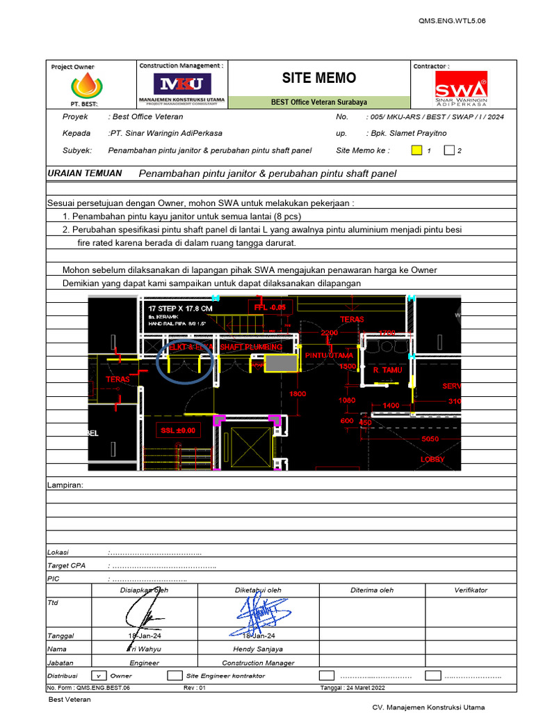 Penambahan Pintu Janitor dan Shaft Panel | PDF