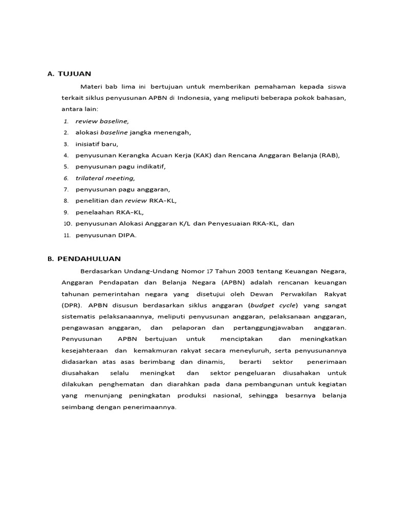 BAB.5 Siklus Penyusunan Apbn | PDF