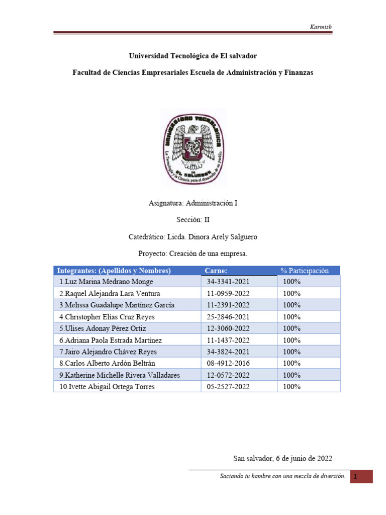 Creación de Restaurante Karmish en El Salvador | PDF | Marketing ...