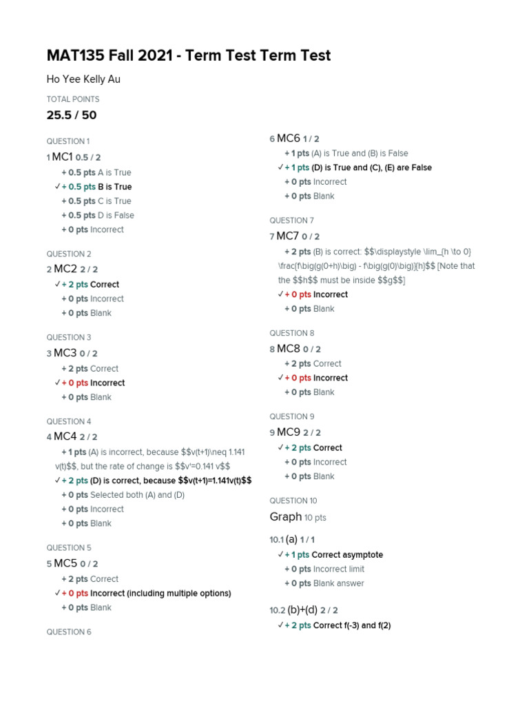Mat Term Test Ans Sheet 2 | PDF | Asymptote | Mathematical Analysis