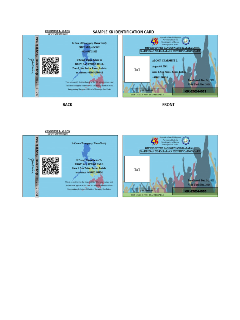 Sample KK Identification Card | PDF | Philippines | Applications Of ...