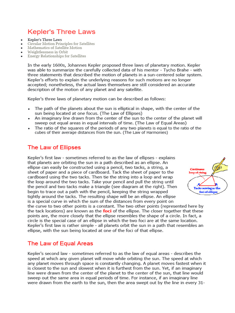 Kepler's Laws for Astronomy Students | PDF | Orbit | Planets