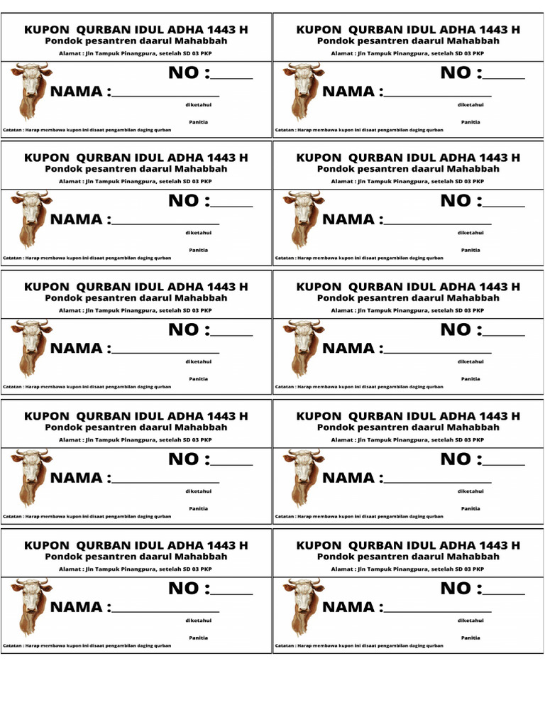 Kupon Qurban | PDF