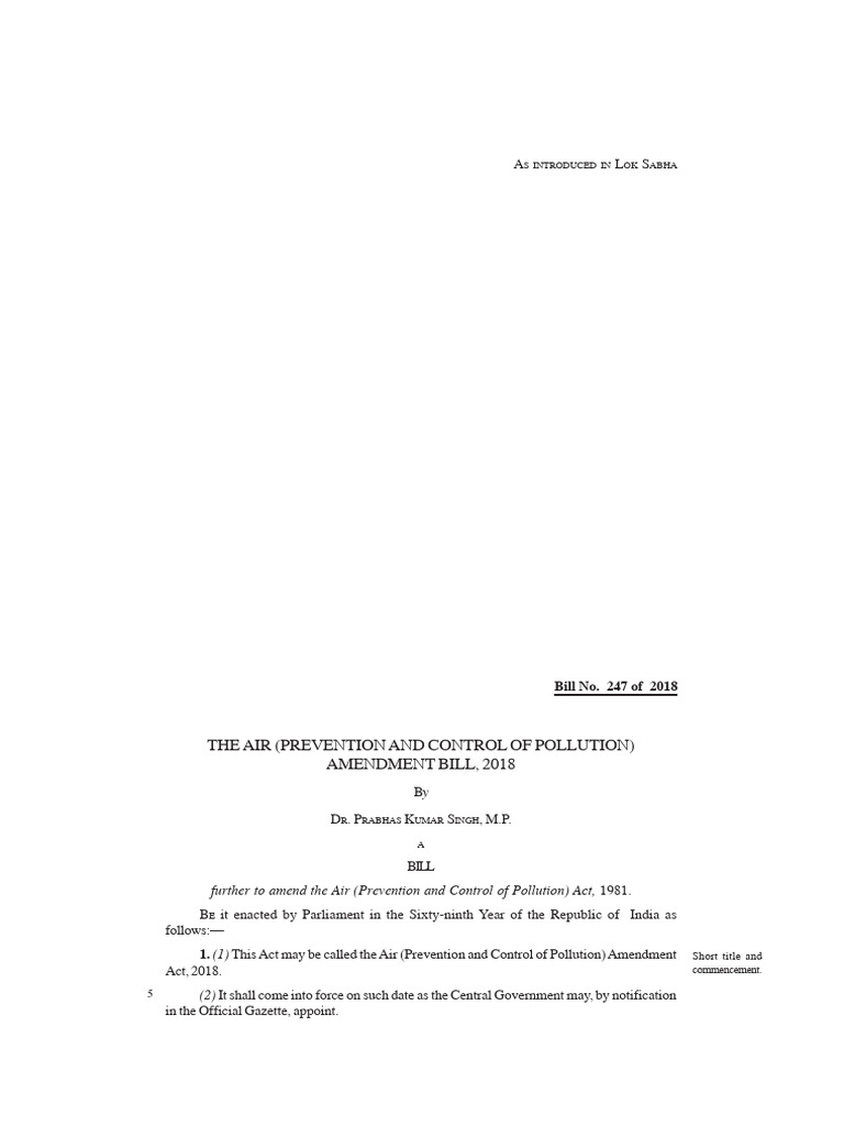 Air Act Amendment 2018 | Download Free PDF | Air Pollution | Natural ...