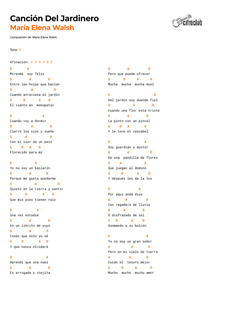 María Elena Walsh - Canción Del Jardinero | PDF