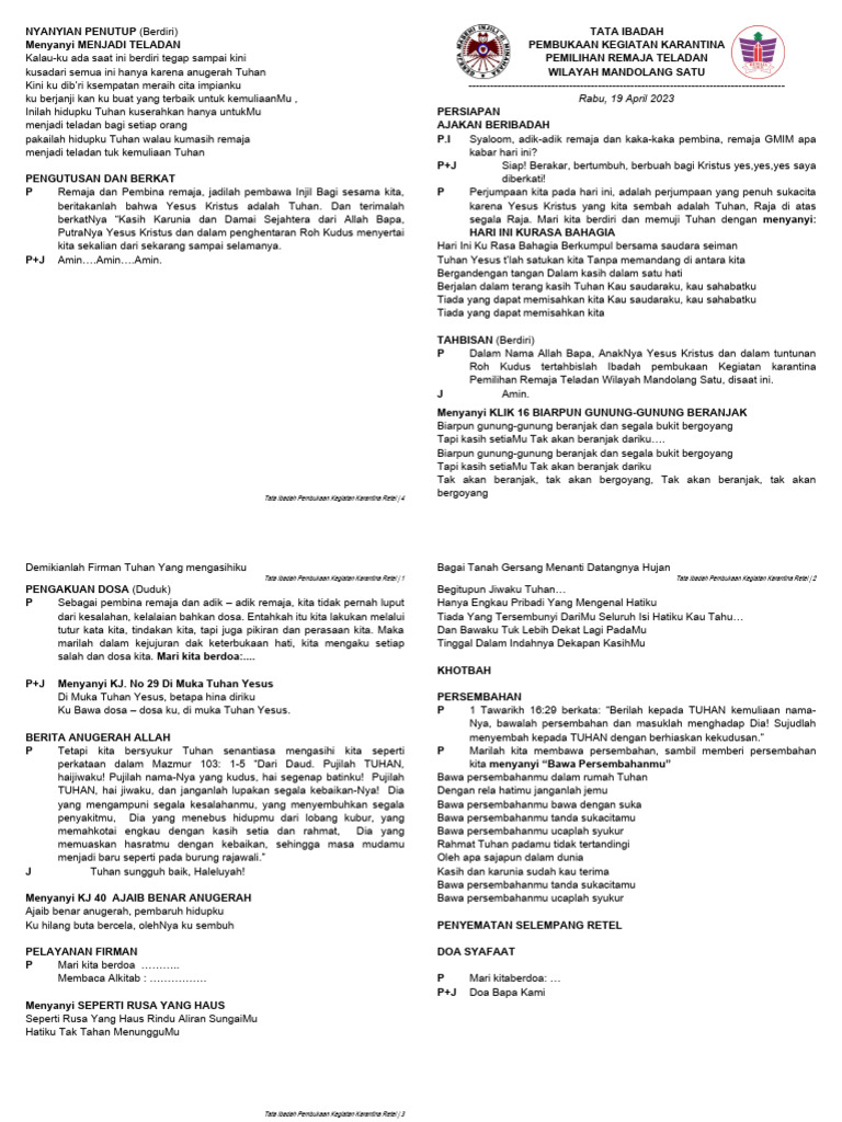 Tata Ibadah Karantina Retel 19 April 2023 - 022515 | PDF