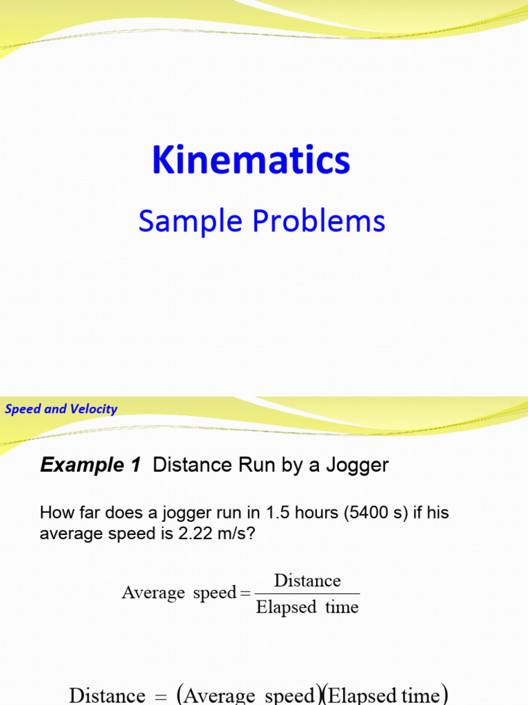 KINEMATICS - Sample Problems | PDF | Speed | Velocity