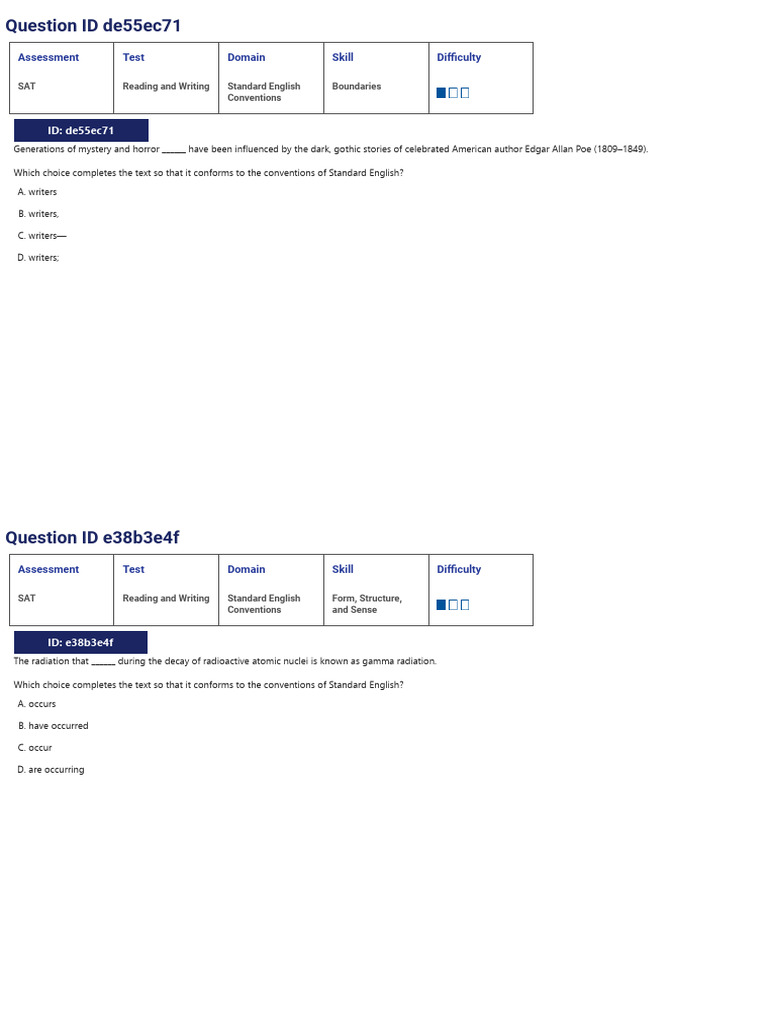 SAT Standard English Conventions Practice | PDF | Science & Mathematics