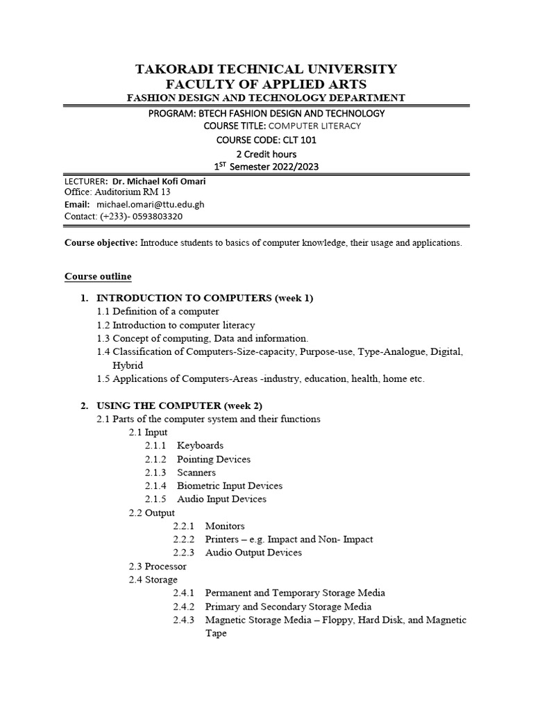 Computer Literacy Clt-101 Course Outline | PDF | World Wide Web ...