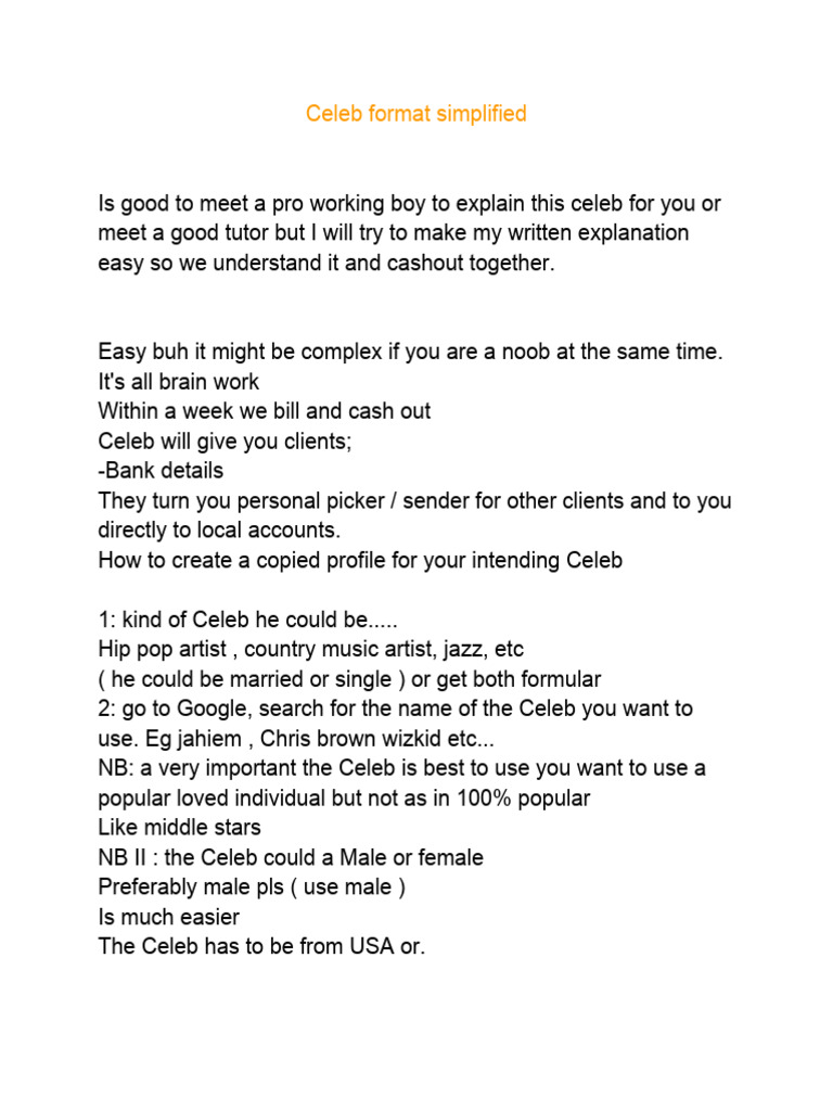 Celeb Format Simplified | Download Free PDF | Cyberspace | Communication