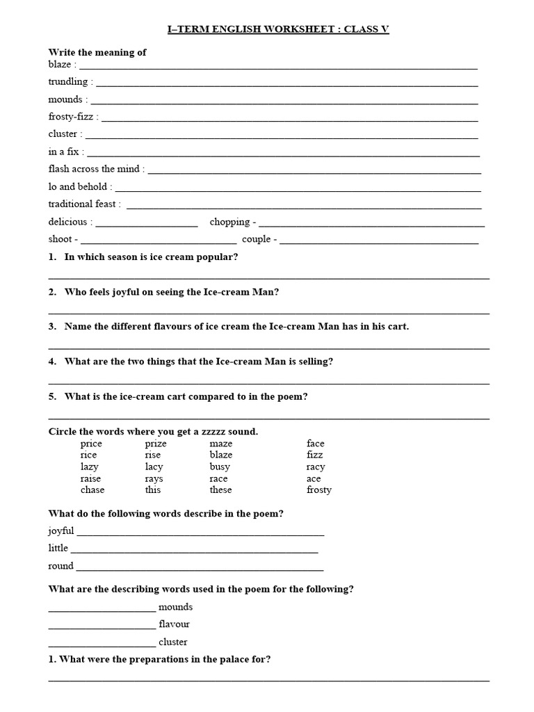 English Worksheet For Class 5 Pdf Reading Comprehension: Dialects