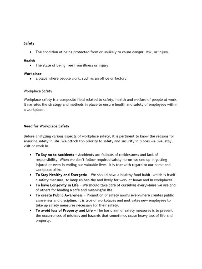 Workplace Health and Safety | Download Free PDF | Occupational Safety ...