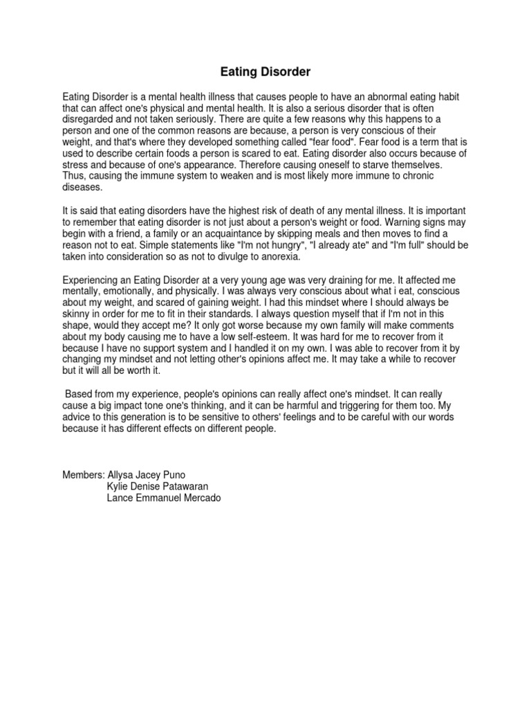 Eating Disorder | PDF | Wellness | Lifestyle