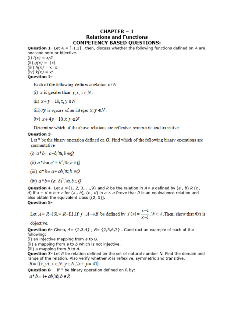 Competency Based Questions | PDF | Function (Mathematics) | Algebra