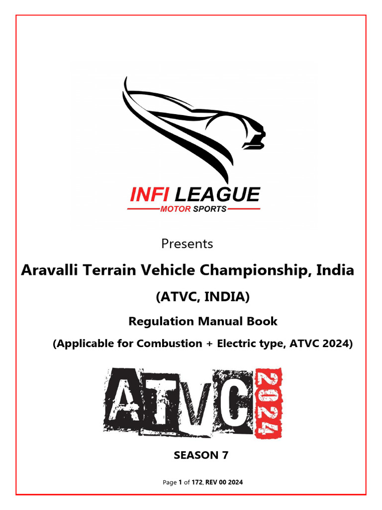 ATVC 2024 Regulation Manual Overview | PDF | Vehicles | Engines