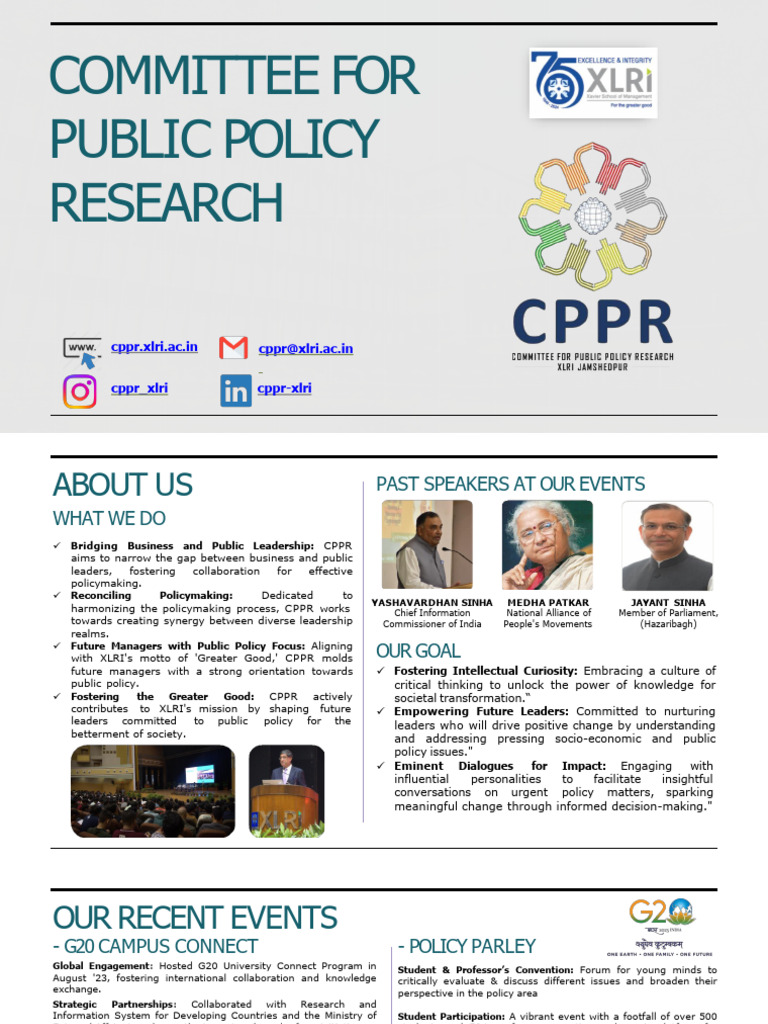 658ab48372a88 CPPR, XLRI Jamshedpur | PDF | Policy | Leadership