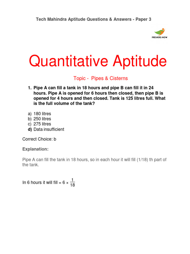 Tech Mahindra Aptitude Questions Answers Paper 3 | PDF | Area | Speed