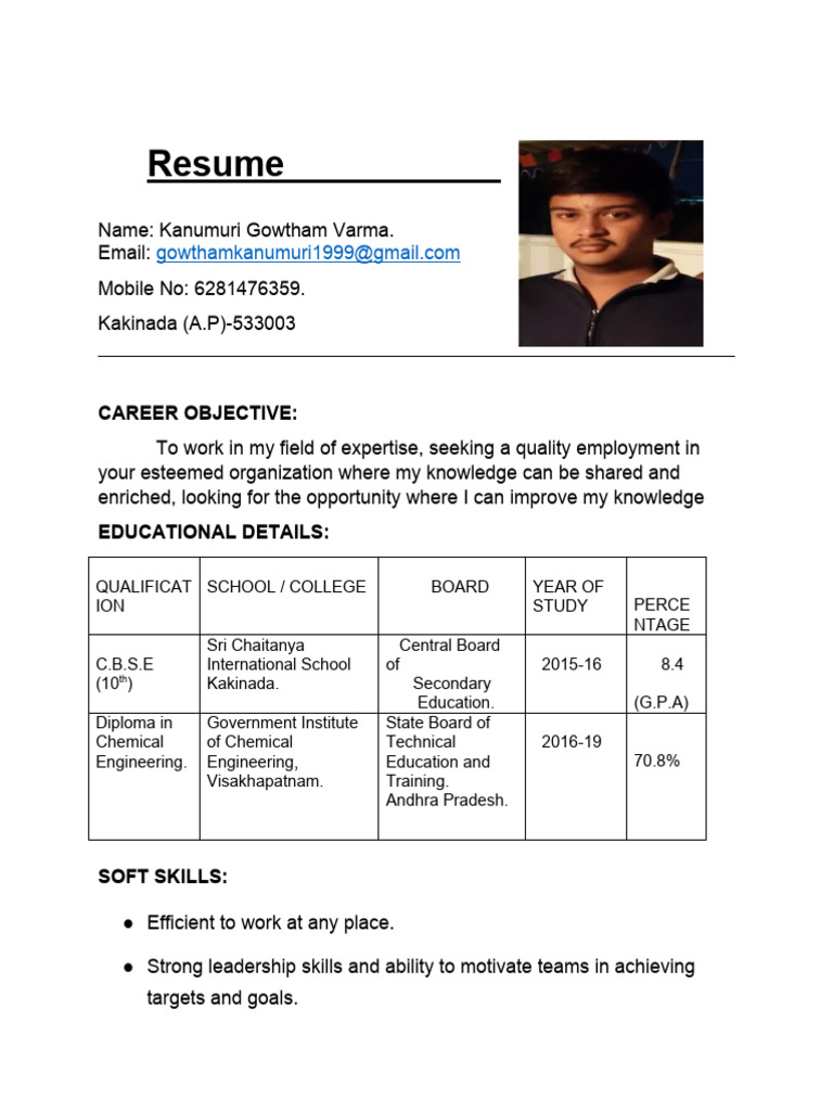 Gowtham Resume On 18-06-23 | PDF | Cognition